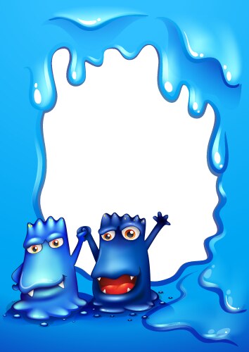 A border template with two monsters handshaking Vector Image
