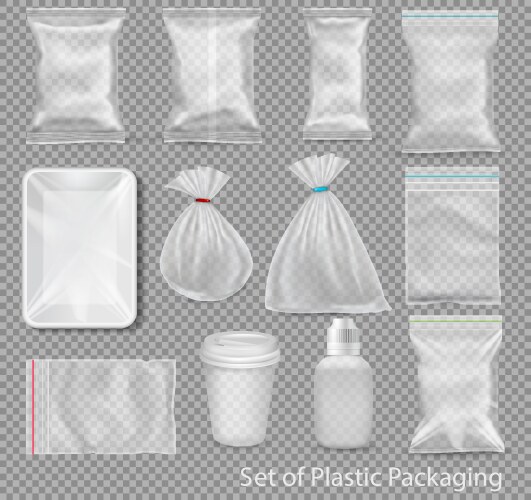 Collection of polypropylene plastic and paper Vector Image