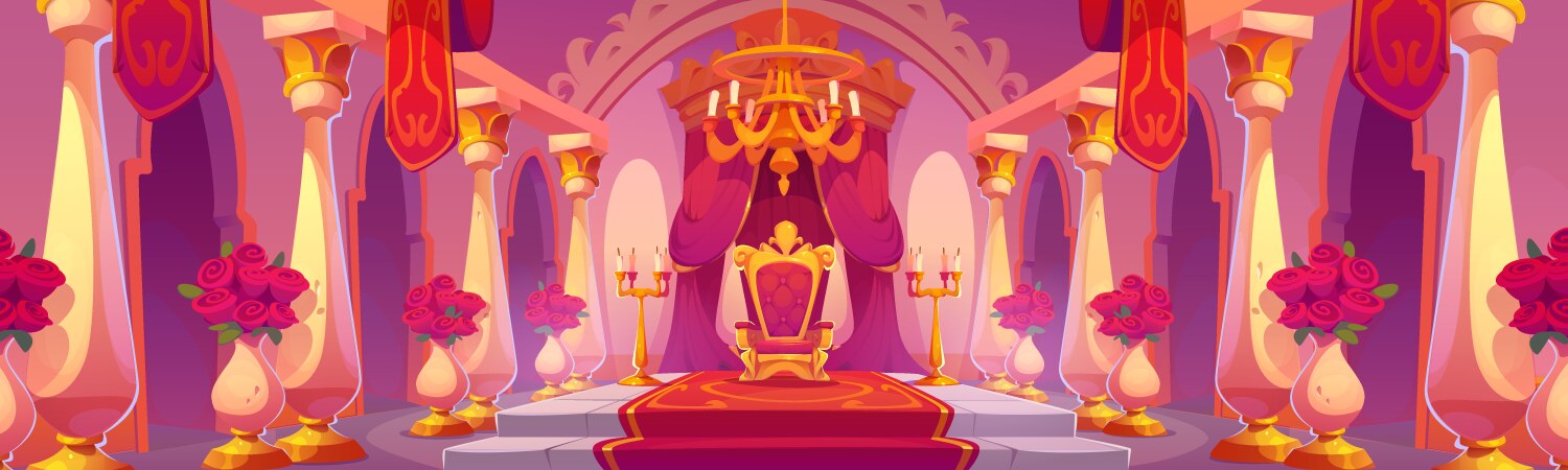 Castle throne hall interior of royal Royalty Free Vector