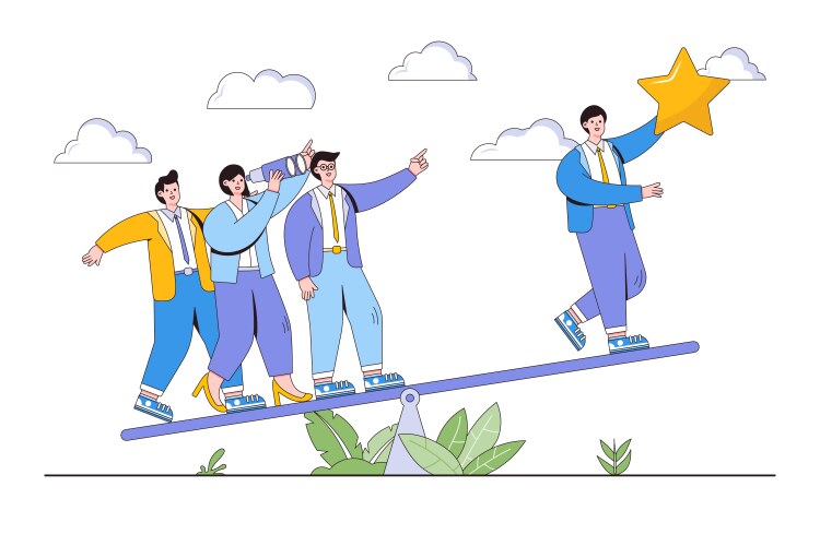 Leadership and courage to survive crisis teamwork Vector Image