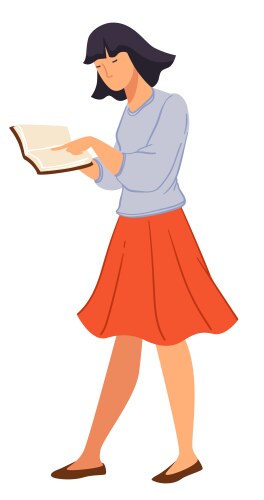 Side view young man reading book while standing Vector Image