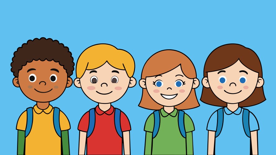 School kids vibrant cartoon Royalty Free Vector Image