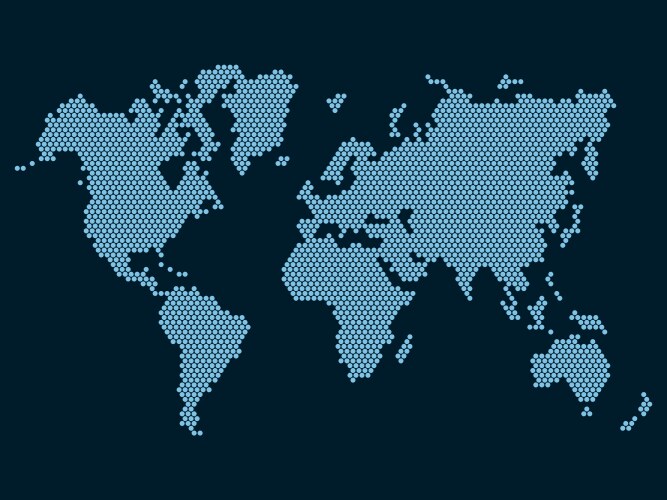 World map made of blue dots Royalty Free Vector Image