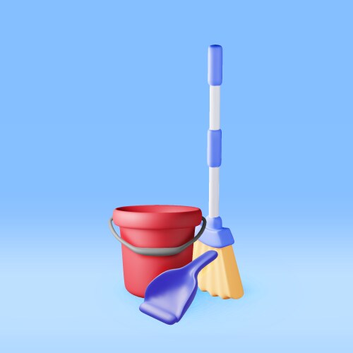 3d cleaning time or service concept isolated Vector Image