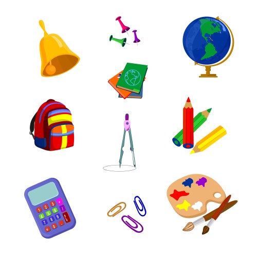 School and education icons symbols objects set Vector Image