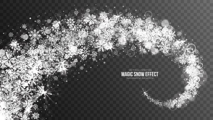 Swirling magic snow effect with white transparent Vector Image