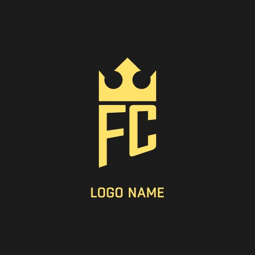 Fc initial shield crown logo Royalty Free Vector Image