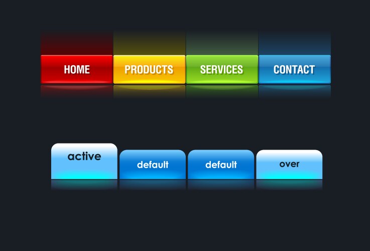 Menu bar with tabs ui element template Royalty Free Vector