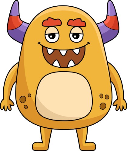 Cute monster cartoon colored clipart Royalty Free Vector