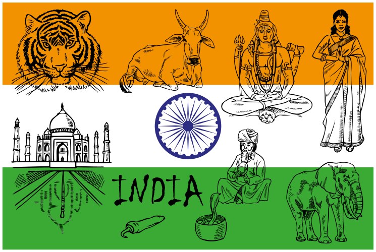 Indian Flag and Emblem Royalty Free Vector Image
