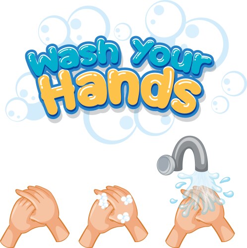 Wash your hands poster design with words on white Vector Image