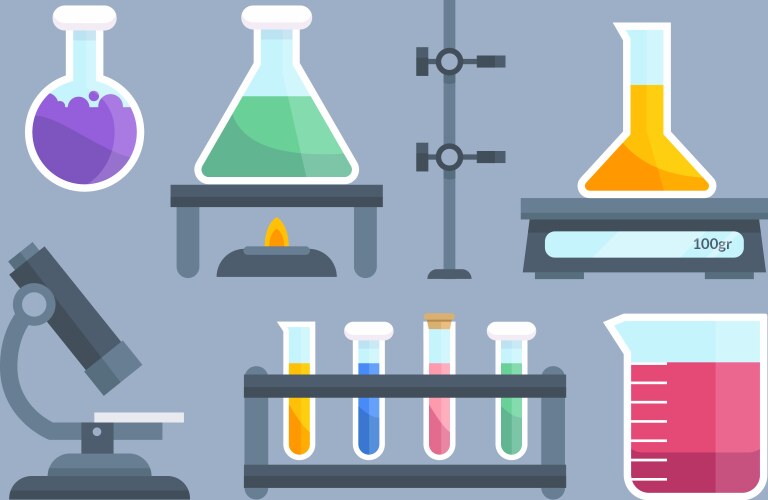 Realistic science lab objects Royalty Free Vector Image