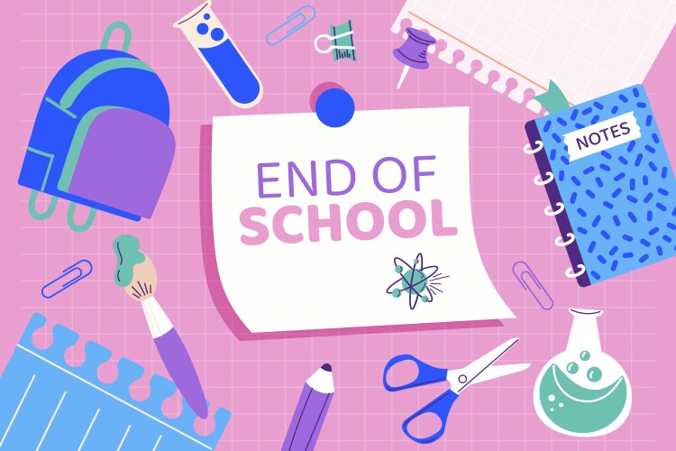 Flat end of school background Royalty Free Vector Image