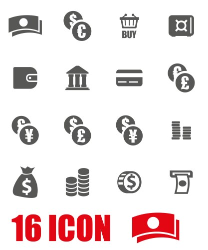 Grey money icon set Royalty Free Vector Image - VectorStock