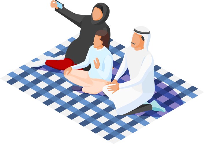 Isometric arabic family icon Royalty Free Vector Image