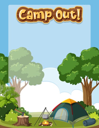 Camping kids on wooden banner Royalty Free Vector Image