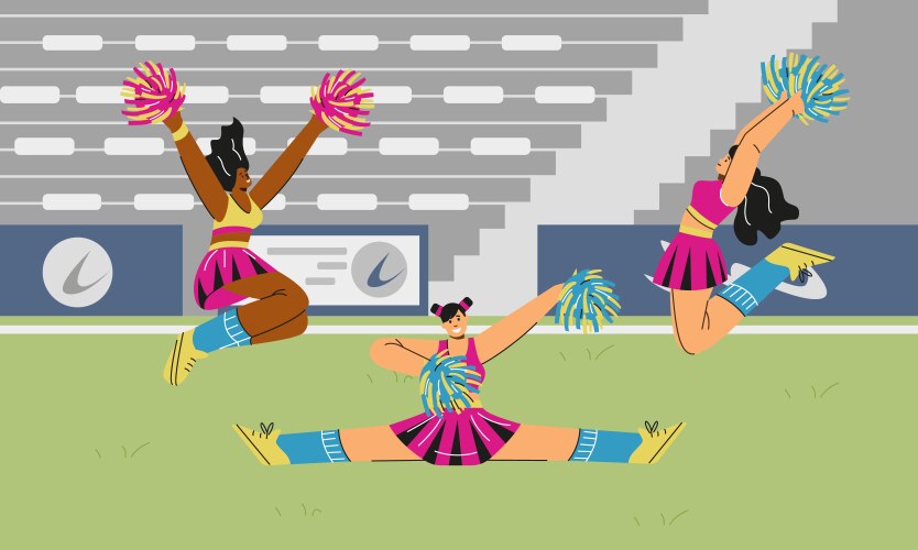 Cheerleading squad performing acrobatic holding Vector Image