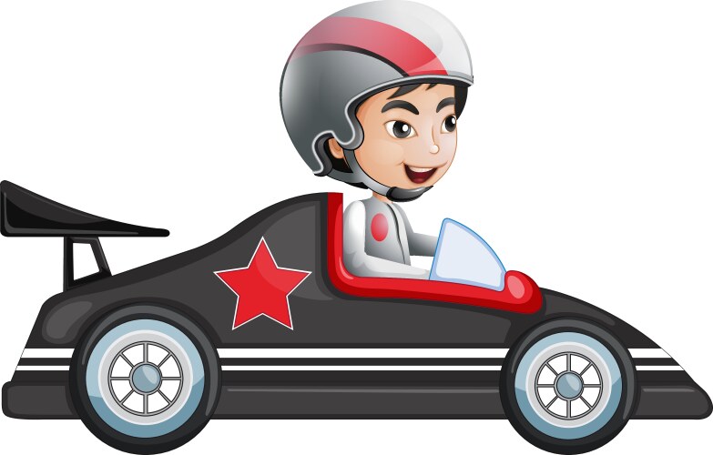 Boy is driving car with good posing Royalty Free Vector