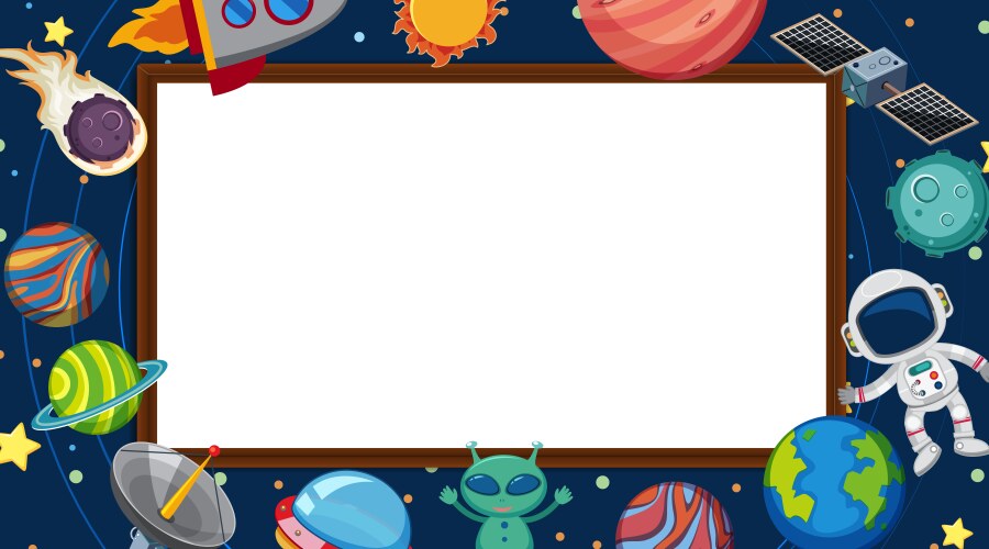 Border template with astronauts in space Vector Image