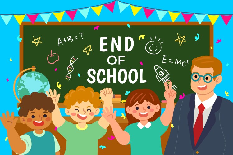 Gradient end of school Royalty Free Vector Image