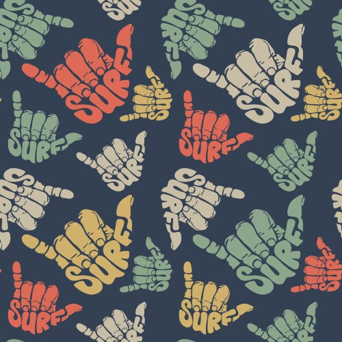 Surfing hand sign print Royalty Free Vector Image