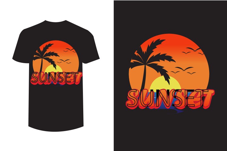 Sunset t shirt design retro vintage Royalty Free Vector