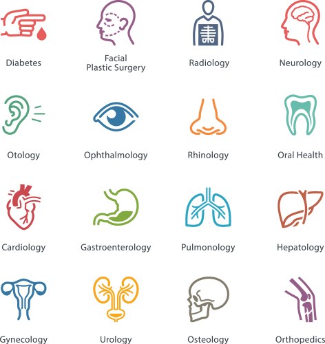 Medical and health care icons set 2 - specialties Vector Image