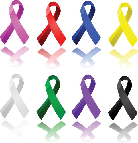 Twelve Color Awareness Ribbons Royalty Free Vector Image