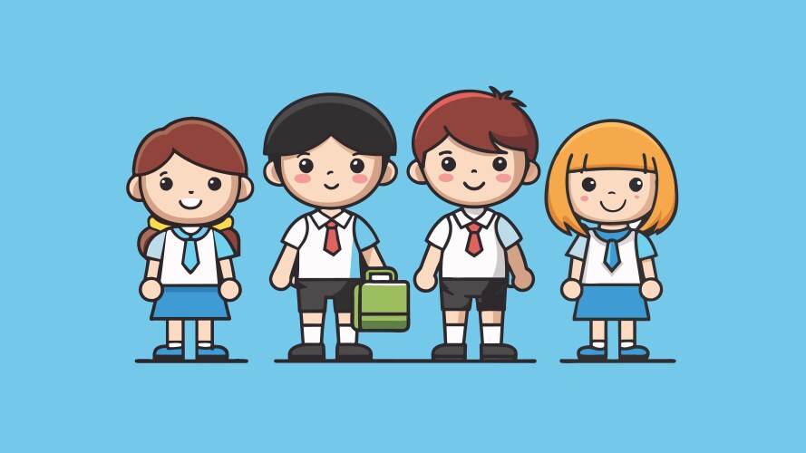 School kids vibrant cartoon Royalty Free Vector Image