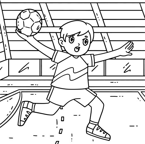 Handball player taking aim coloring page for kids Vector Image