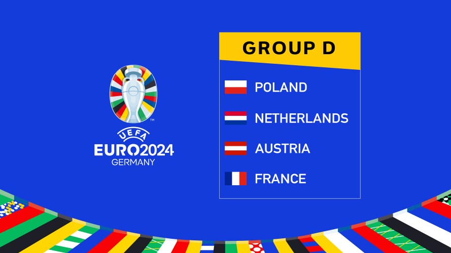 European nations 2024 group d ribbon flags design Vector Image