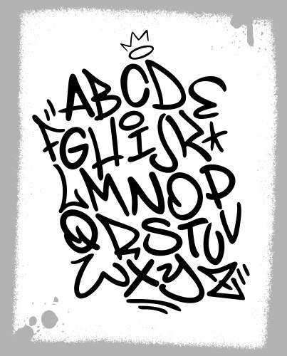 Readable graffiti fonts alphabet with shadow Vector Image