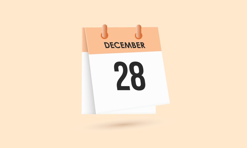 December 28 - calendar and time planner daily Vector Image