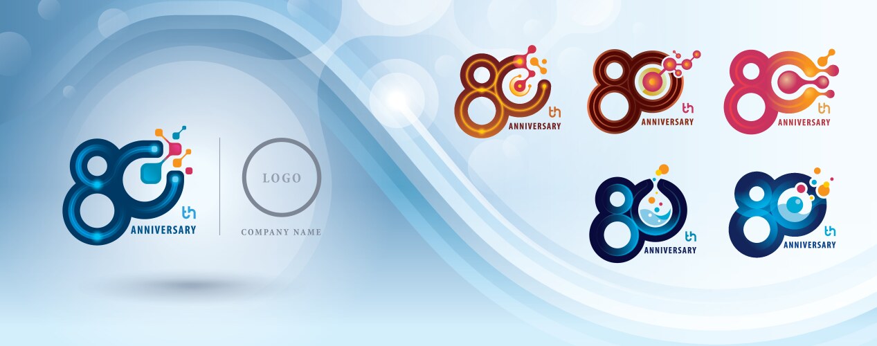 Set of 80th anniversary logotype design eighty Vector Image