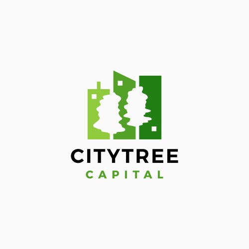 Tree city building skyline logo icon Royalty Free Vector