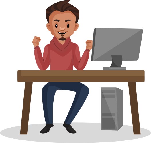 Boy studying from home via teleconference using Vector Image
