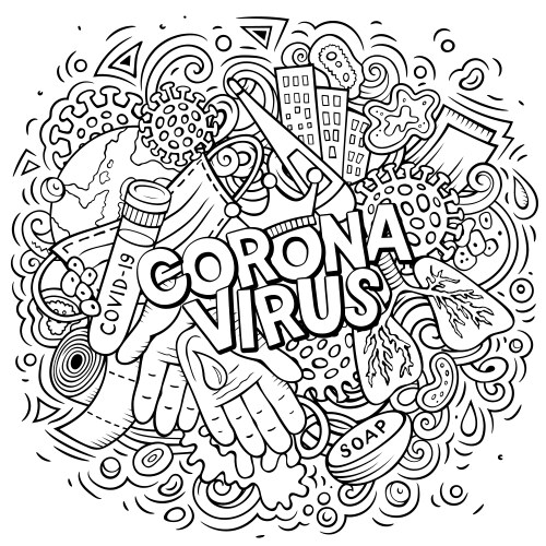 Coronavirus hand drawn cartoon doodles Royalty Free Vector