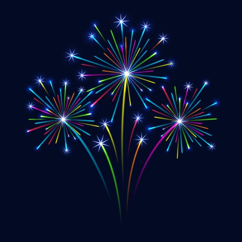 2024 white numbers and firework on dark Royalty Free Vector