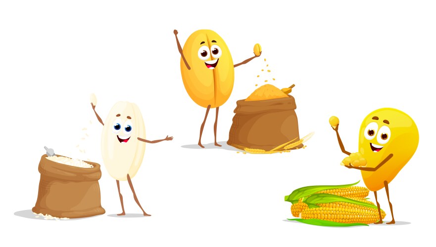Cute cartoon corn grain isolated on white Vector Image