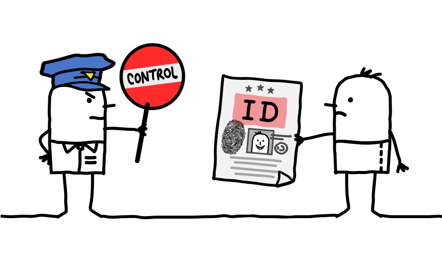 Cartoon characters - police control borderland Vector Image