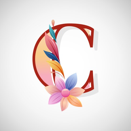 Flower Alphabet Letter C with Roses Vector Images (81)