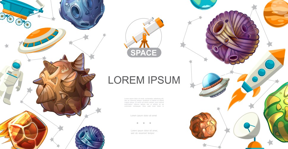 Realistic space elements set Royalty Free Vector Image