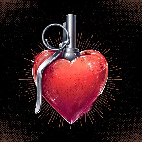 Heart grenade drawing Royalty Free Vector Image