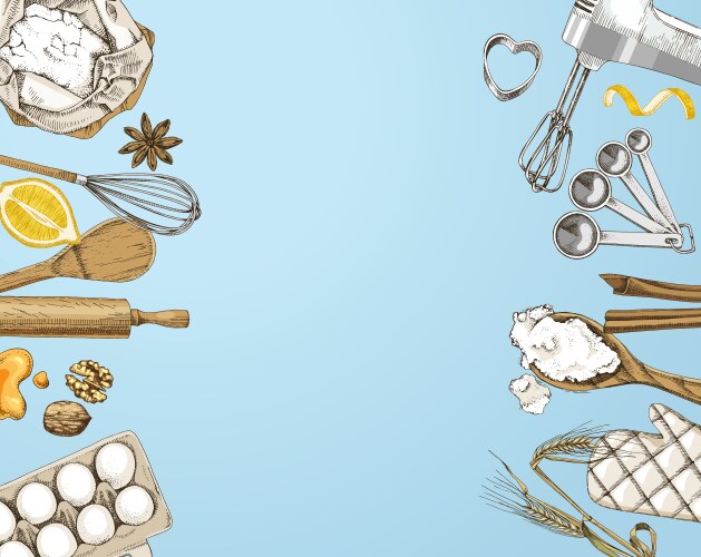 Hand drawn bakery design elements Royalty Free Vector Image