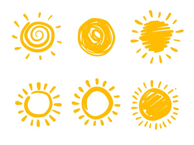 Sun sketch pattern Royalty Free Vector Image - VectorStock