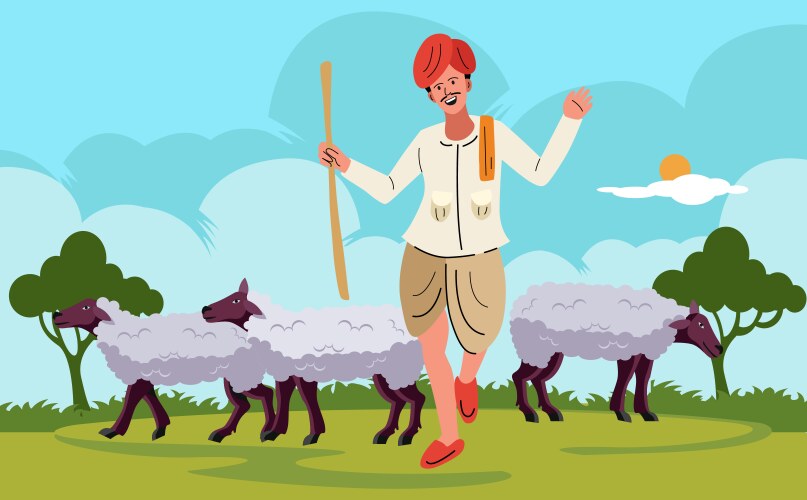 Maharashtra tutari man with map Royalty Free Vector Image