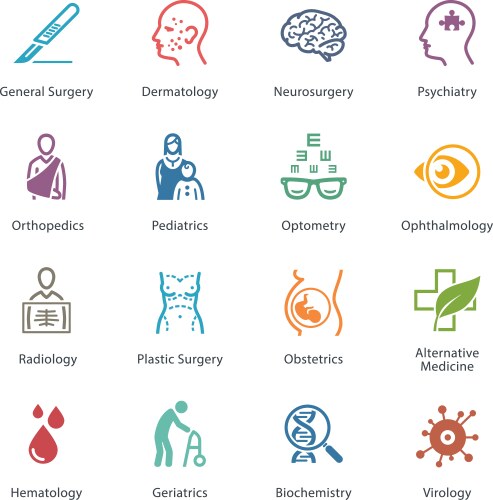 Medical and health care icons set 2 - specialties Vector Image