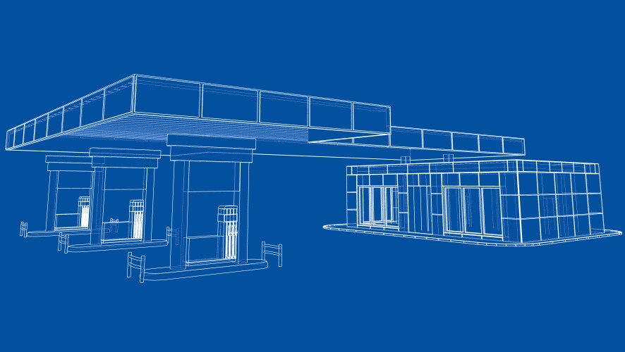 Gas station blueprints Royalty Free Vector Image