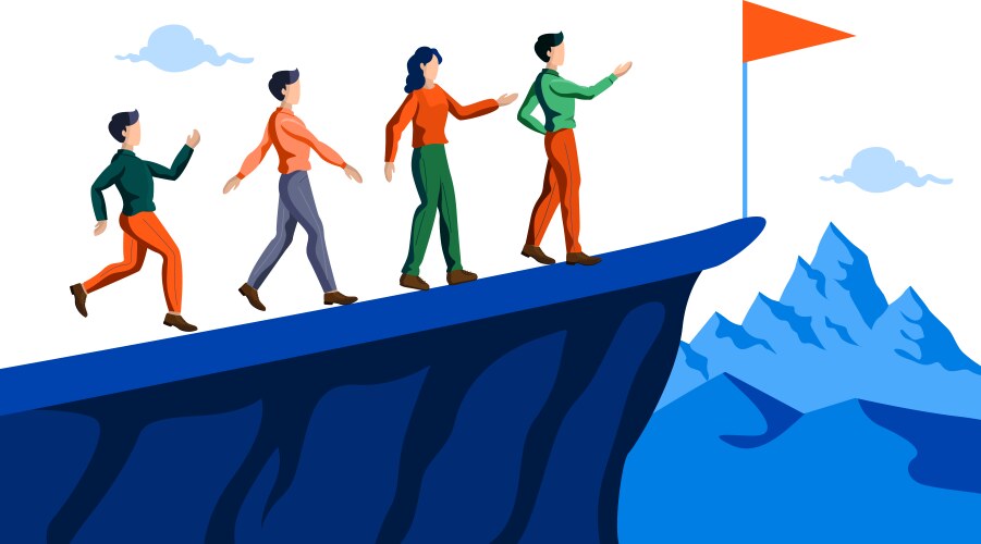 Leader showing path to success with torch concept Vector Image