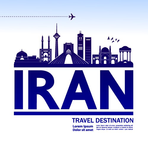 Tehran skyline iran drawn linear art sketch Vector Image